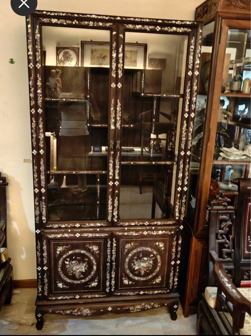 Antique vintage collectibles rosewood cabinet display cabinet rose wood ...