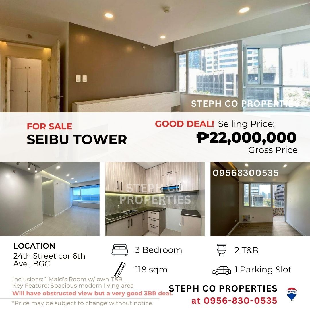 Best Deal in BGC, 3 Bedroom Seibu Tower, Bonifacio Global City ...