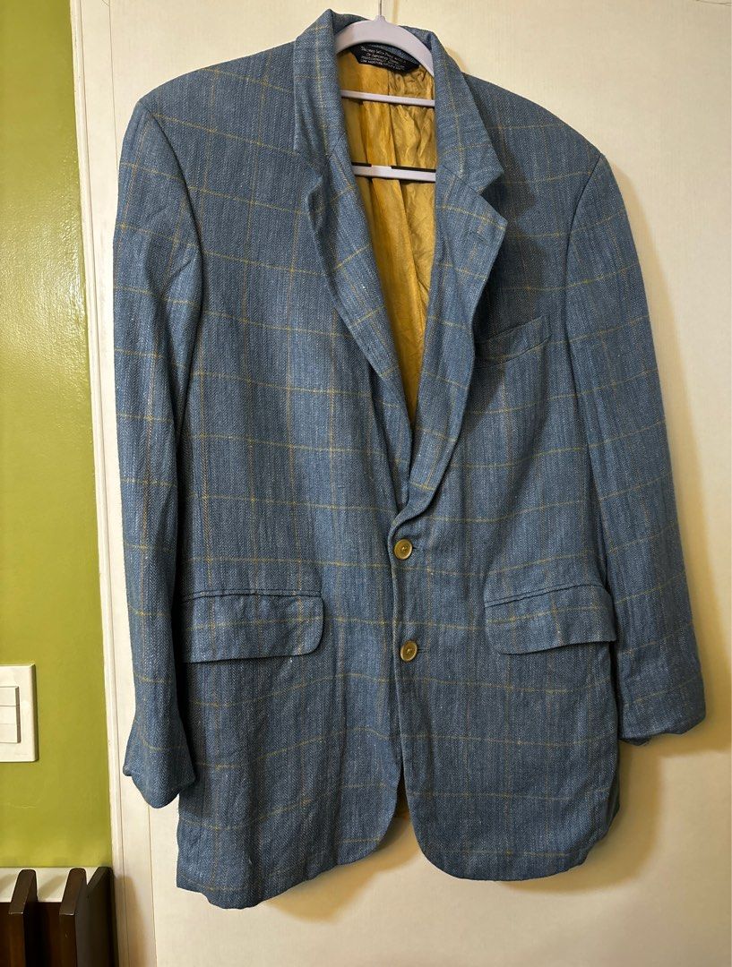 Blue Windowpane Pattern Suit, Men's Fashion, Coats, Jackets and ...