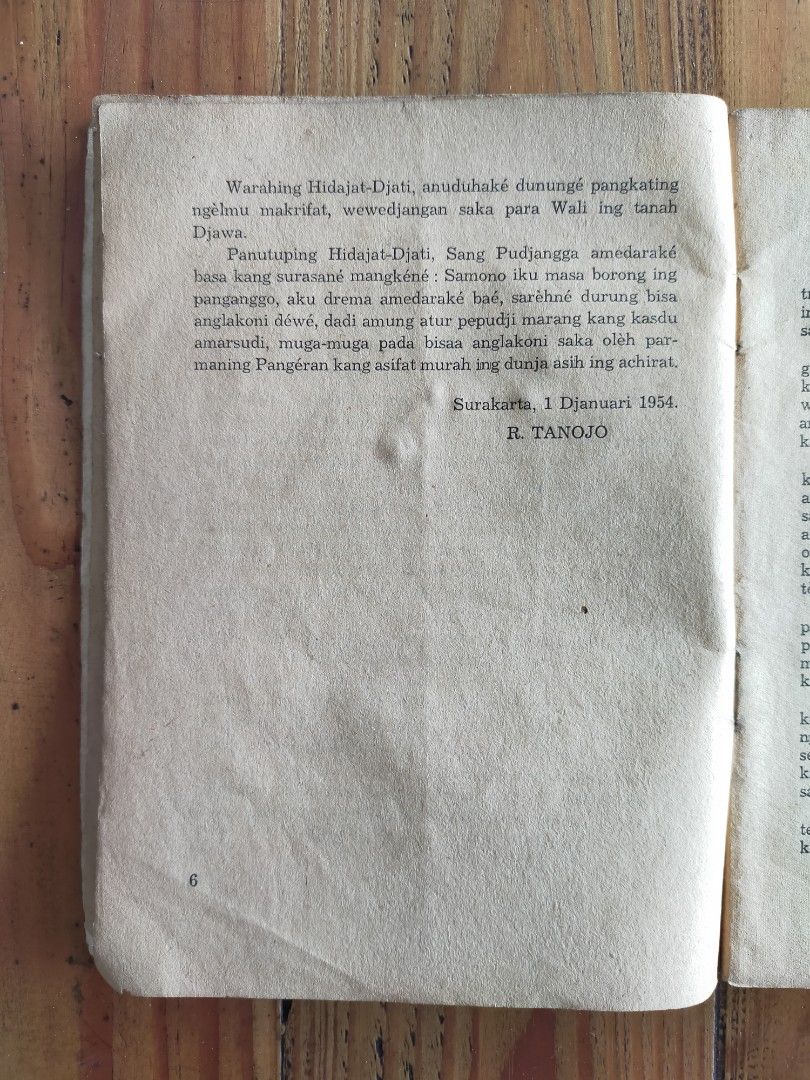 Buku Antik Ronggowarsito Wirid Hidajat Djati Cetakan 1954, Buku & Alat ...