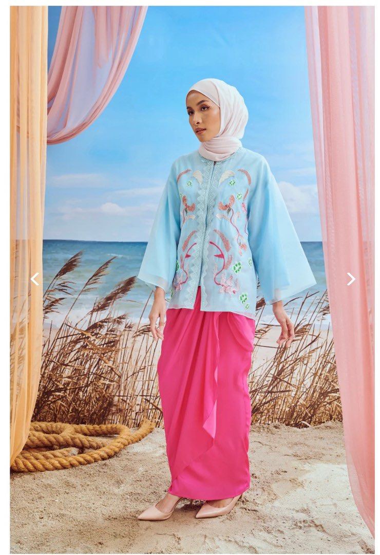 Hanna Powder Blue Boxy Kurung, Women's Fashion, Muslimah Fashion, Baju ...