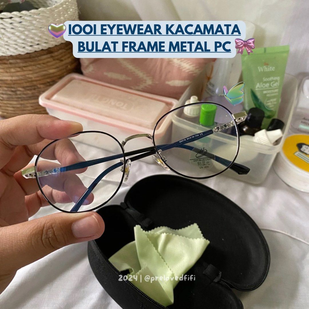 IOOI Eyewear - Kacamata Bulat Frame Metal PC, Fesyen Wanita, Aksesoris di Carousell