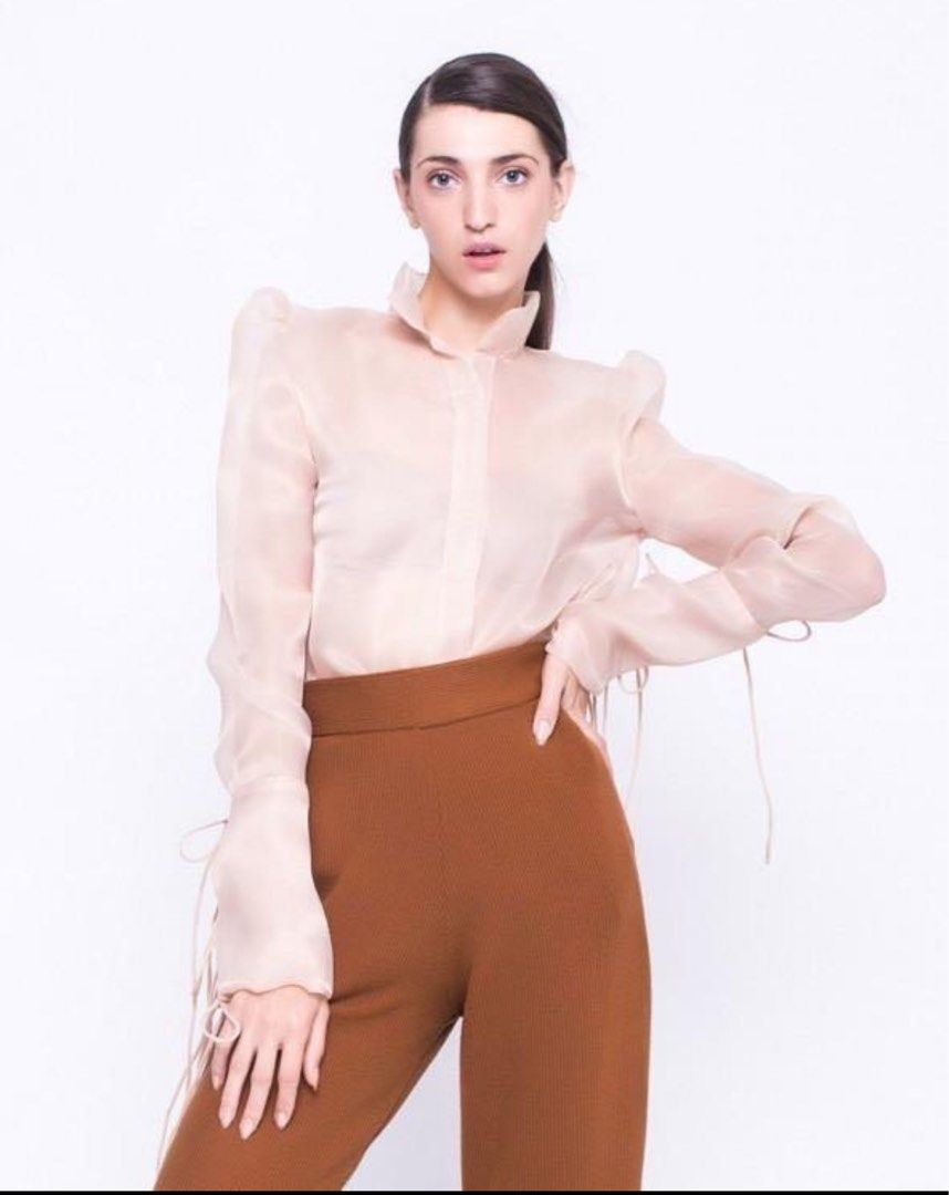 KREE Talia Sheer Top in Nude, Women's Fashion, Tops, Blouses on Carousell