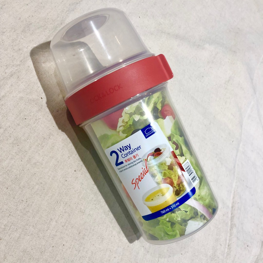 全新LOCK&LOCK 樂扣樂扣2Way元氣穀物樂活杯/760ml+310ml, 家具及居家用品, 廚具和餐具, 食物整理及儲存在旋轉拍賣