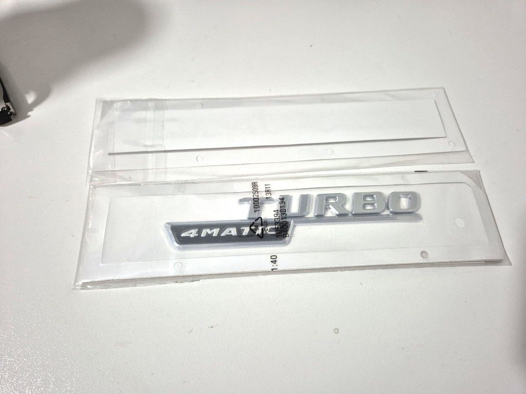 Mercedes Benz Original Silver Emblems AMG Turbo 4MATIC Side Rear Logo ...