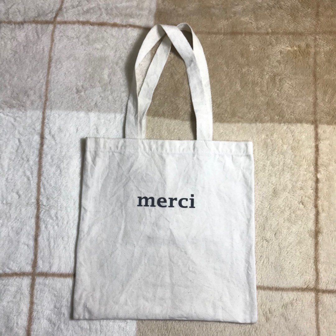 Merci Canvas Tote Bag with Inside Pocket, Women's Fashion, Bags ...