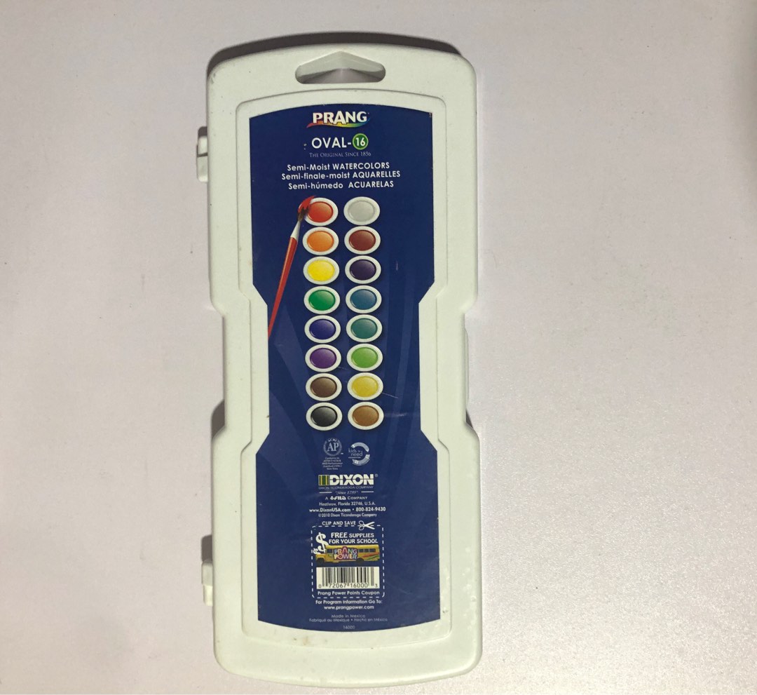 Prang Oval-16 Pan Watercolor Paint Set, Hobbies & Toys, Stationary ...