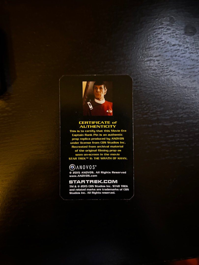Star Trek Movie Era Captain Rank Pin, Hobbies & Toys, Collectibles ...