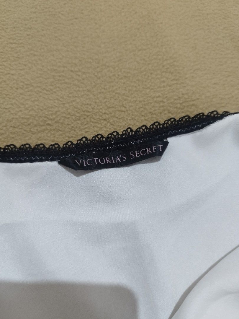 Victoria's Secret silk lace slip dress with slit VS lingerie satin, Fesyen Wanita, Pakaian ...