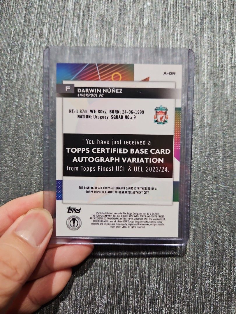 2023-24 Topps Finest UEFA Club Competition Darwin Nunez Liverpool ...