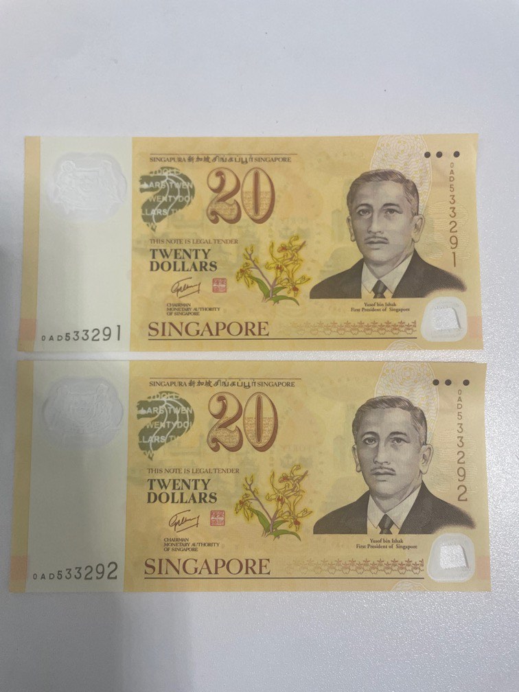 $20 Singapore notes running number, Hobbies & Toys, Memorabilia ...
