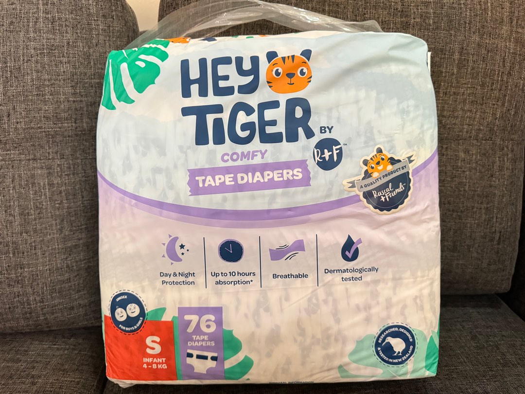 Hey Tiger Small Tape Diapers (76 pcs), Babies & Kids, Bathing & Changing, Diapers & Baby Wipes ...