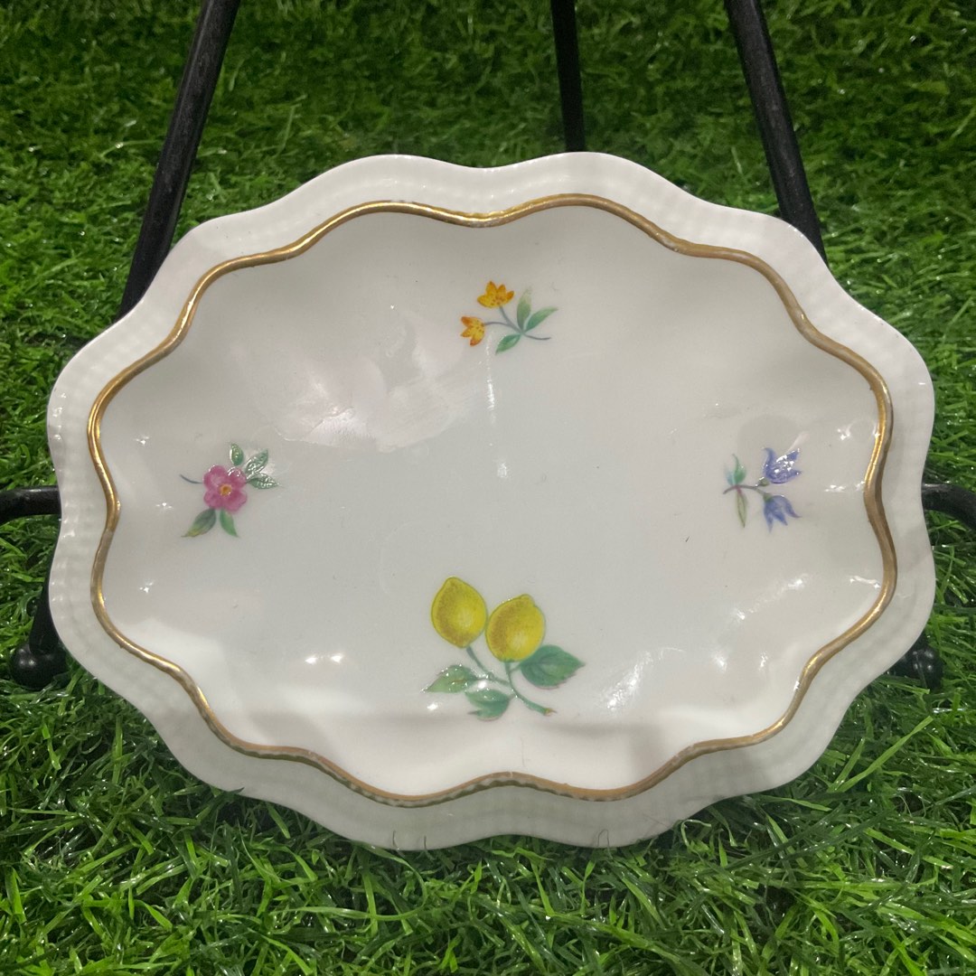 C17 Magna Sango China Lemon Pink Purple Orange Flower Scalloped Gold Rim Dessert Dipping Plate ...