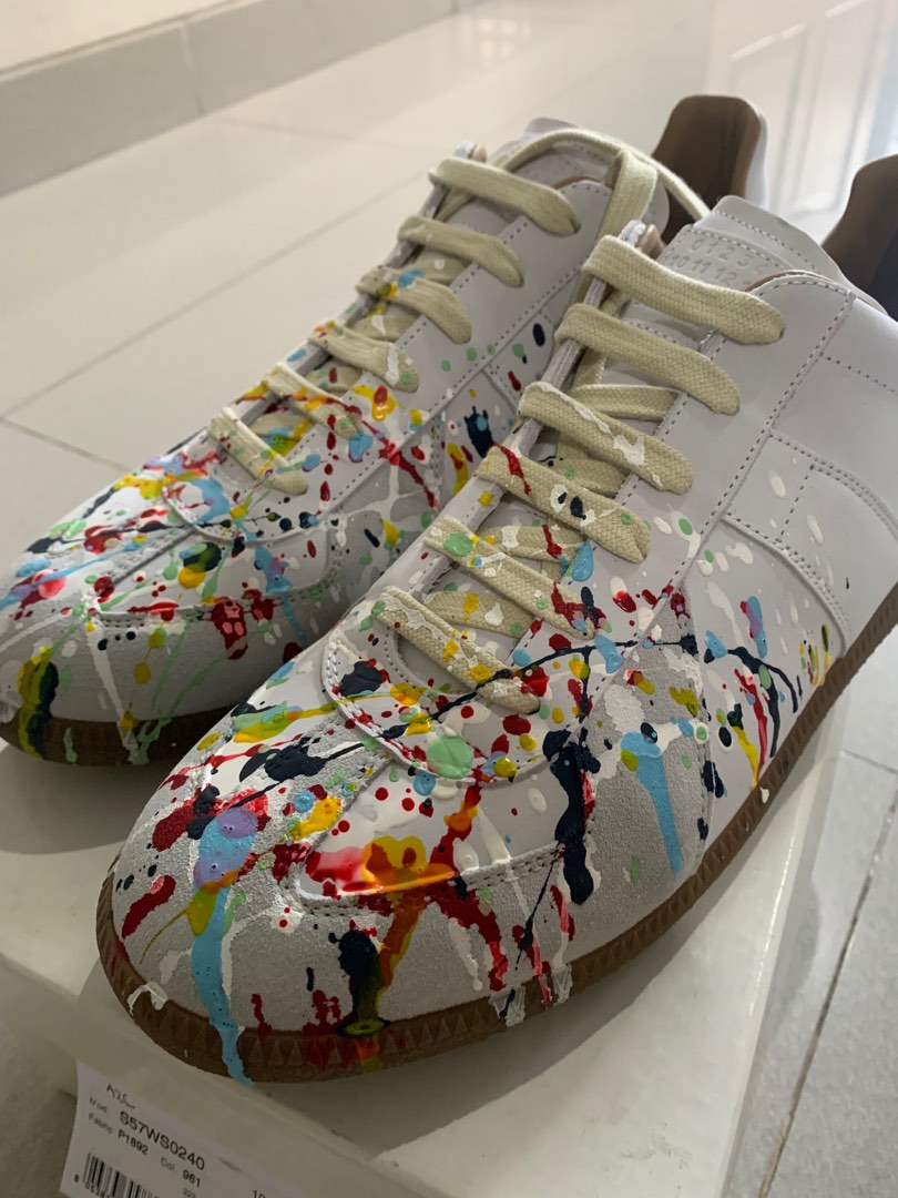Maison margiela Paint Replica sneakers, Barang Mewah, Pakaian di Carousell