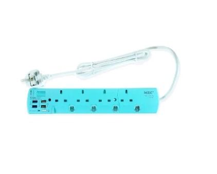 MEC 4WAY 6FT 4USB POWERBAR W/REMOTE (RT-4) - Light Blue 日本剛 4位獨立開關電拖板 ...