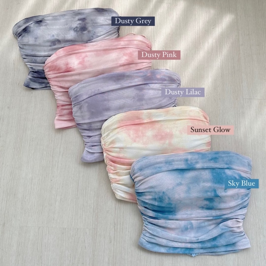 Mikayla Zoelle V2 Straight Neck Padded Tie Dye Ruched Top, Women's ...