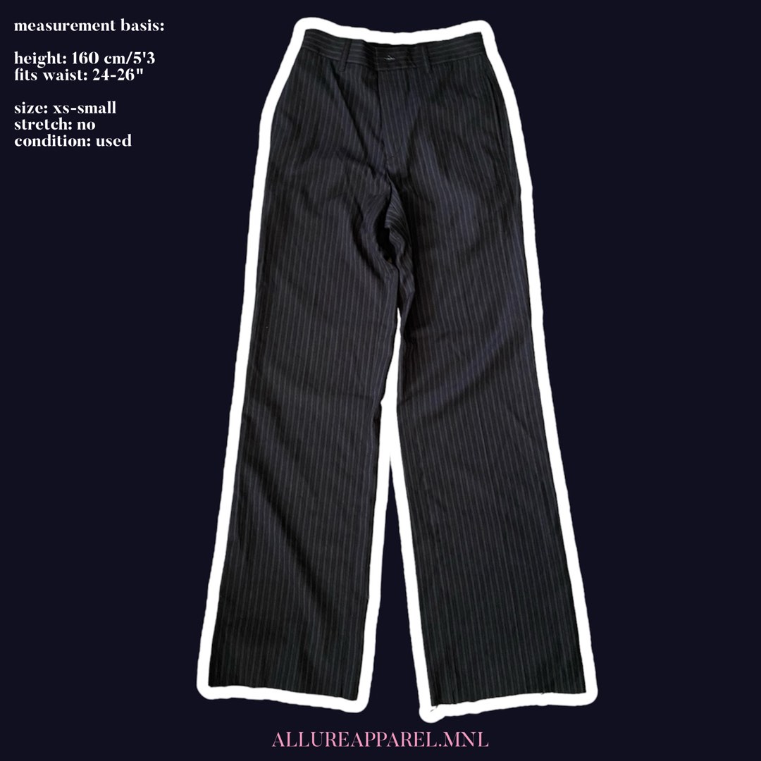 pinstripes dark navy blue trousers, Women's Fashion, Bottoms, Other ...