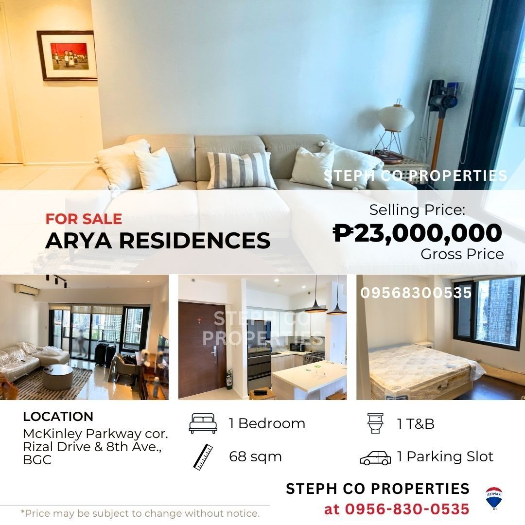 Premium BGC 1-Bedroom Condo at Arya Residences, Bonifacio Global City, Property, For Sale ...