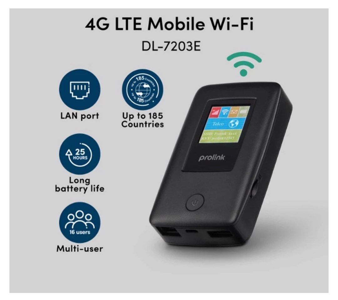 Prolink DL-7203E 4G LTE Mobile Wi-Fi with RJ45 Lan Port and Powerbank ...