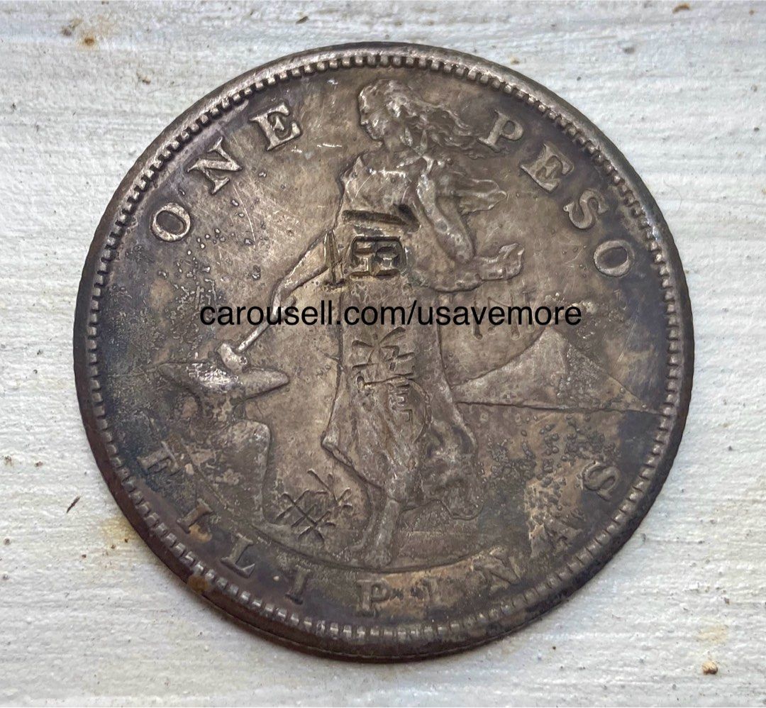 Rare 1907s USPI One Peso Genuine Silver Coin with Chinese Chopmarks ...