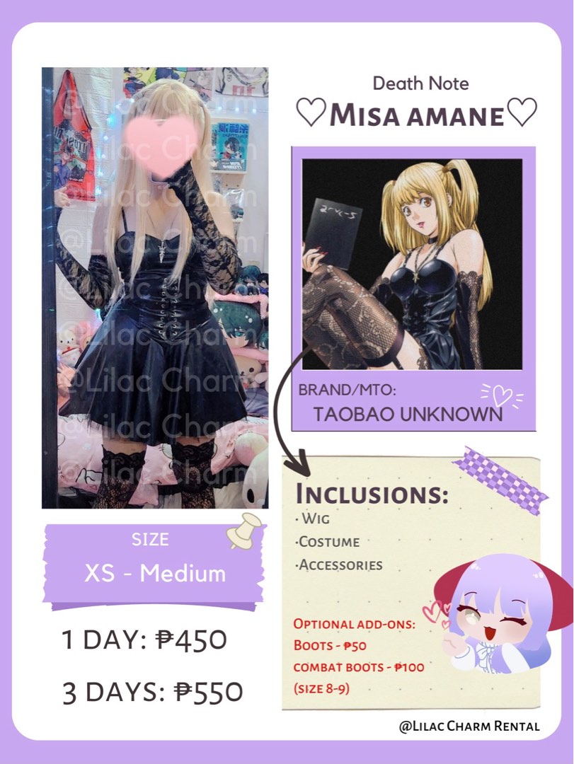 /R/E/N/T/A/L/ Death Note Misa Amane Cosplay Costume, Women's Fashion ...