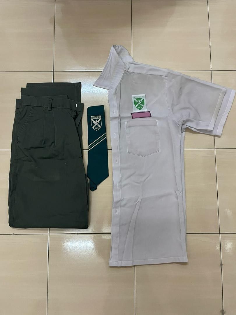 School uniform/ Male students/ Neck tie/ Army green bottom/ Baju ...