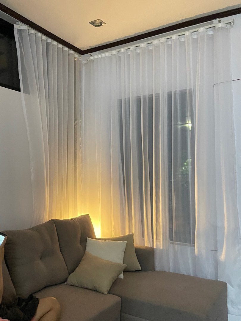 S-FOLD Aesthetic Sheer Rail Curtains (Set), Furniture & Home Living ...