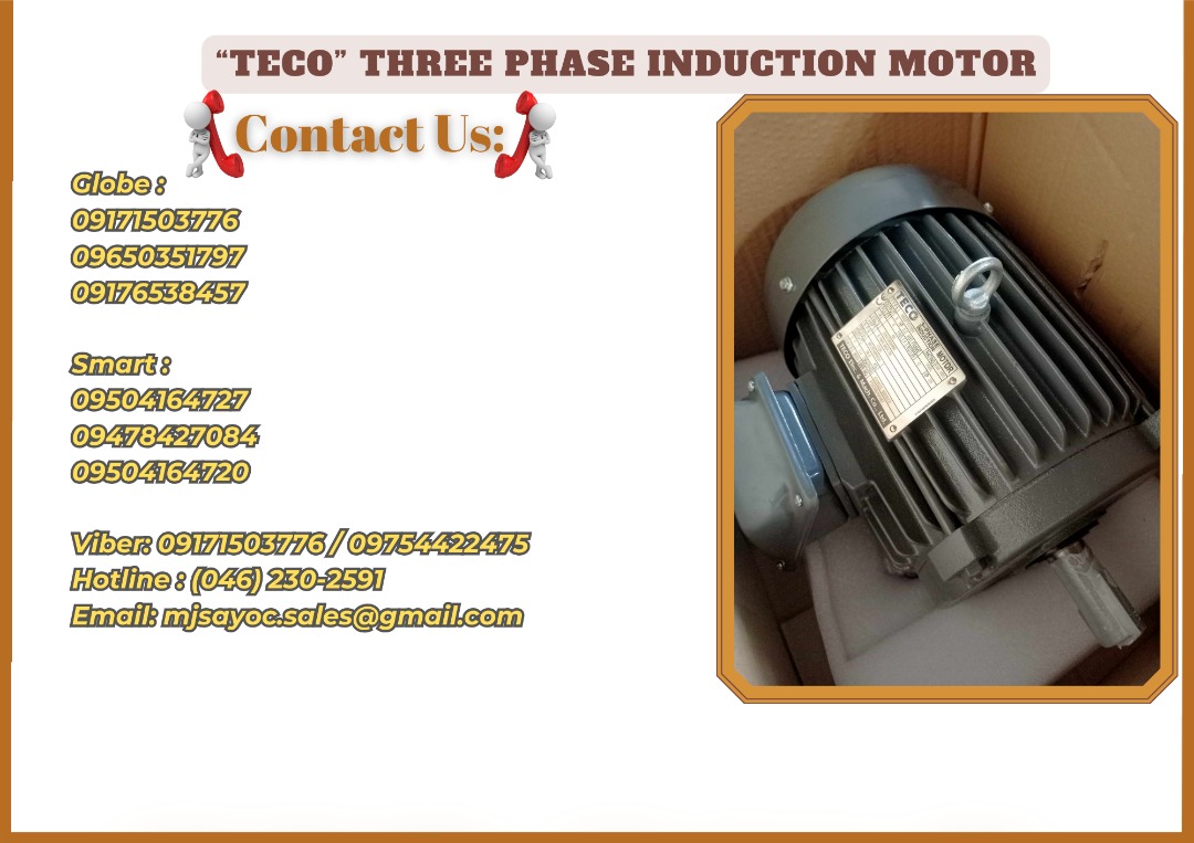 "TECO" THREE PHASE INDUCTION MOTOR 1750RPM/3HP, Commercial & Industrial ...