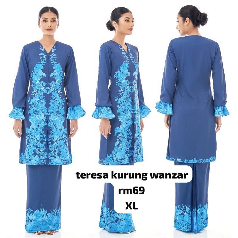 teresa kurung by wanzar sz XL, Women's Fashion, Muslimah Fashion, Baju ...