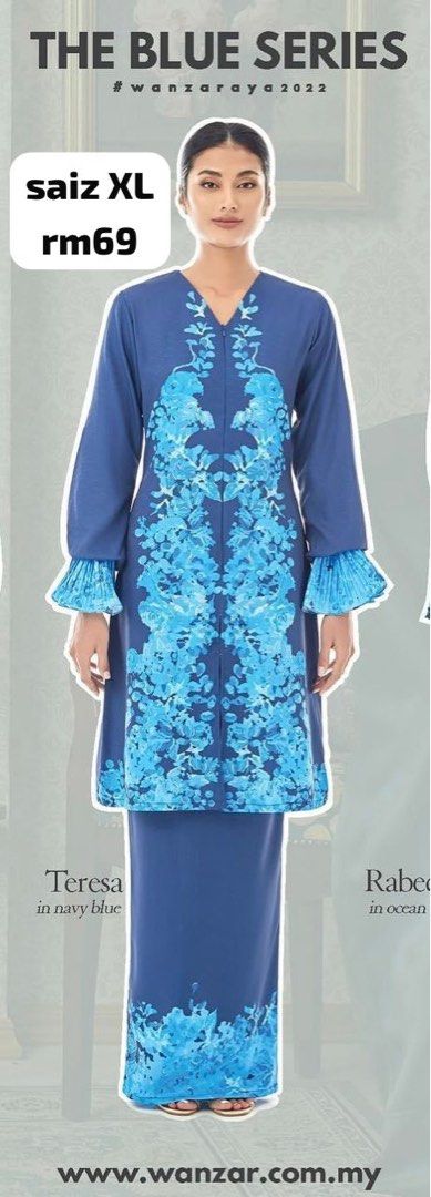 teresa kurung by wanzar sz XL, Women's Fashion, Muslimah Fashion, Baju ...