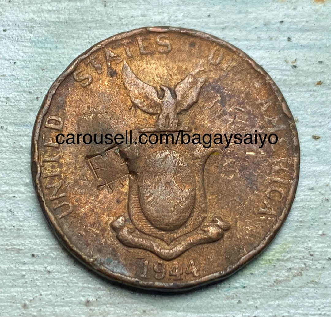 Very Rare 1944s USPI One Centavo with Chinese Chopmarks, Hobbies & Toys ...