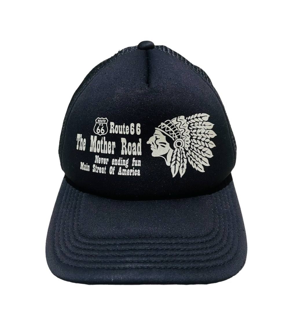 VINTAGE STYLE TRUCKER CAP ROUTE 66 THE MOTHER ROAD NATIVE AMERICA RED ...