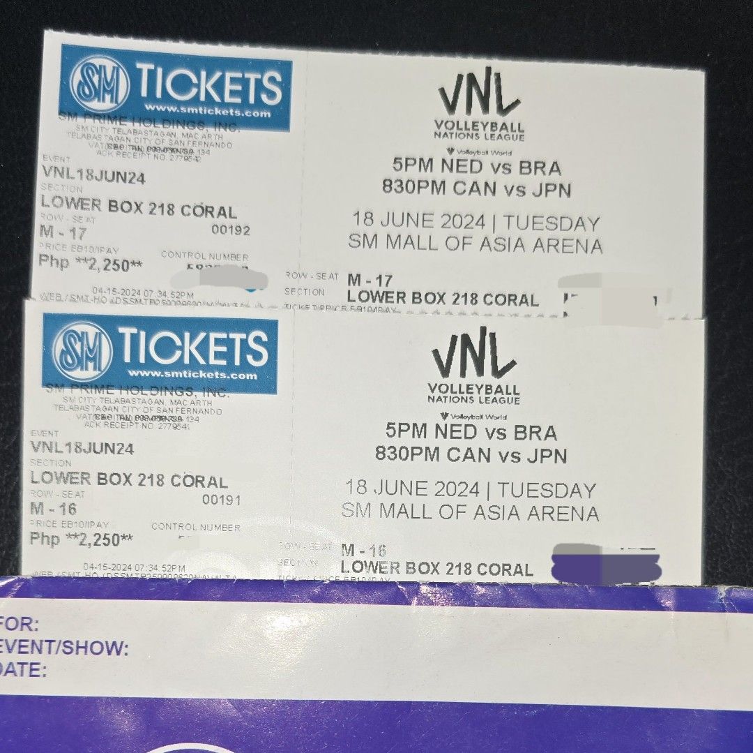 VNL Men's Volleyball June 18,2024 Ticket Japan vs Canada Germany vs ...