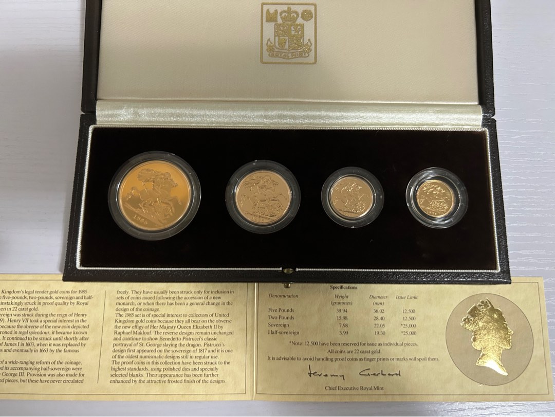 1985 United Kingdom 2oz Gold Sovereign Proof 4 Coin set, Hobbies & Toys ...