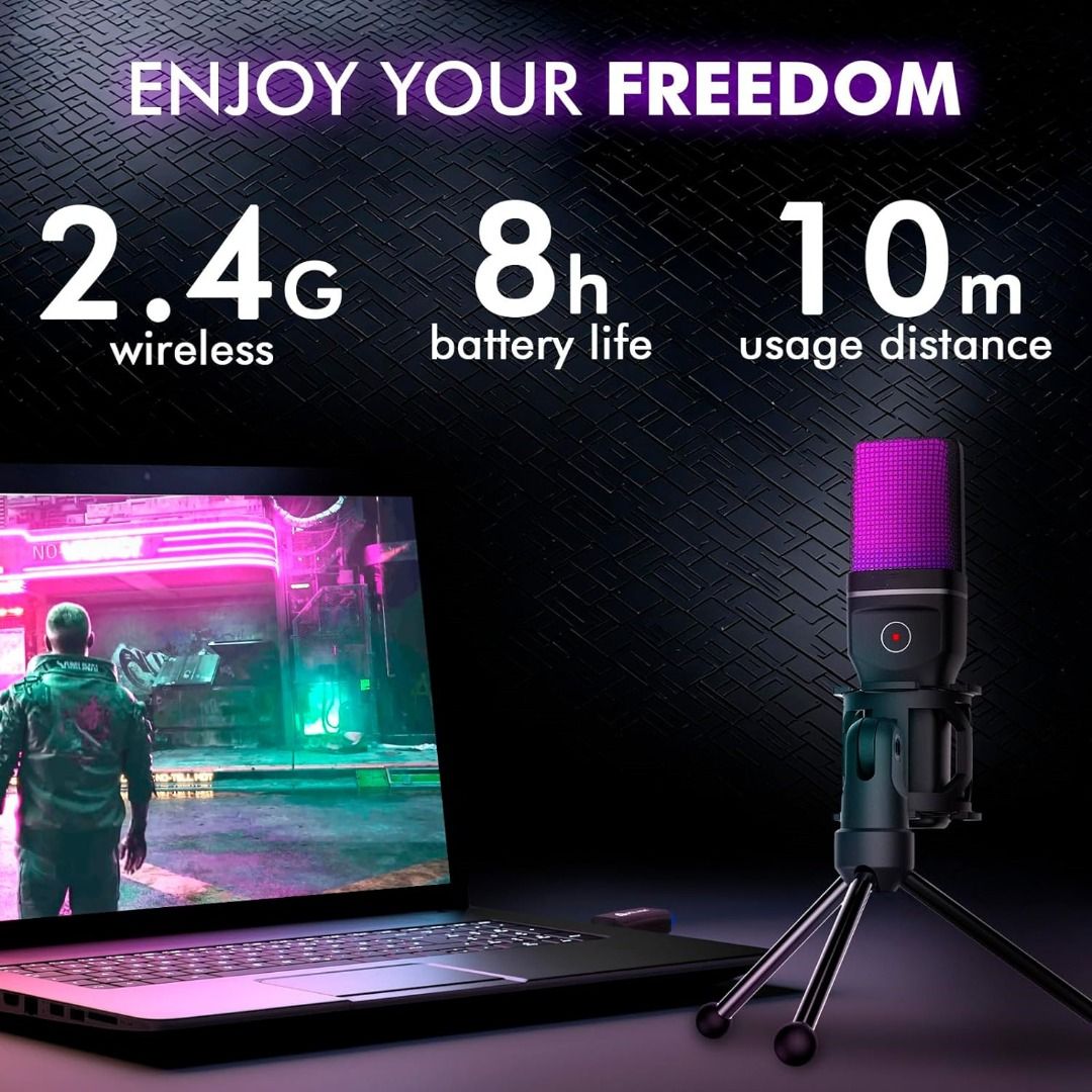 實體店鋪2.4G Wireless Gaming Microphone Set Compatible PC Mac PS4 PS5 ...