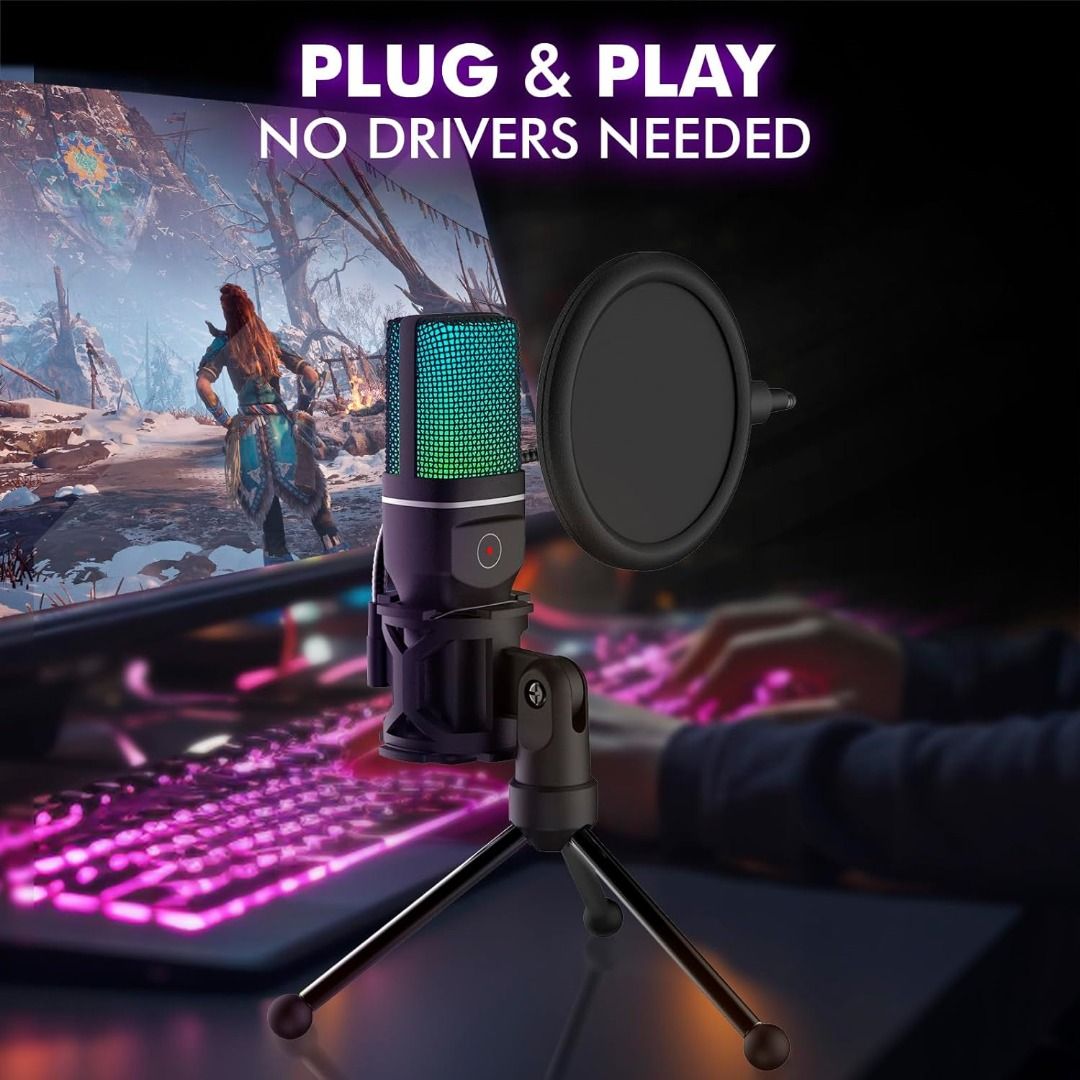 實體店鋪2.4G Wireless Gaming Microphone Set Compatible PC Mac PS4 PS5 ...