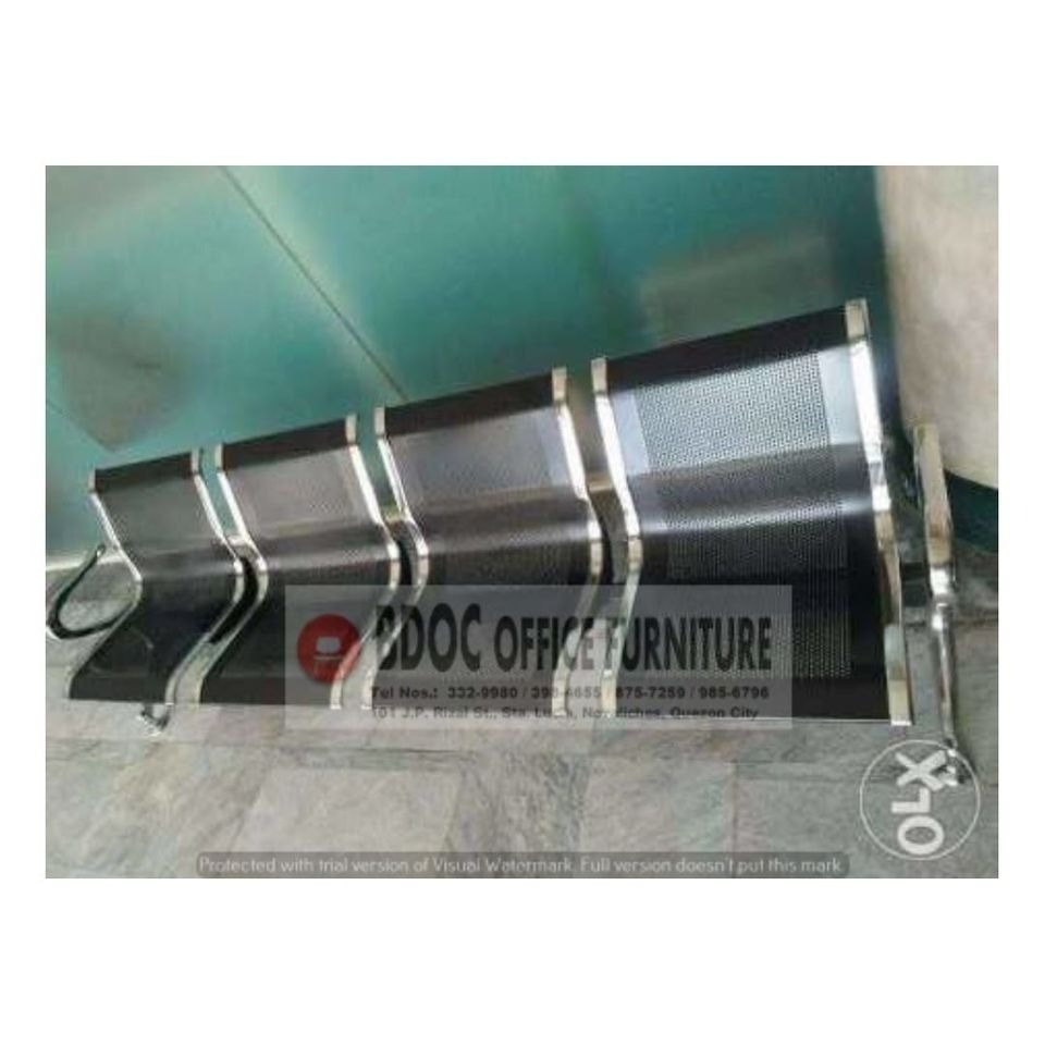 3 and 4 seater metal gang chair color black / office partition / office ...