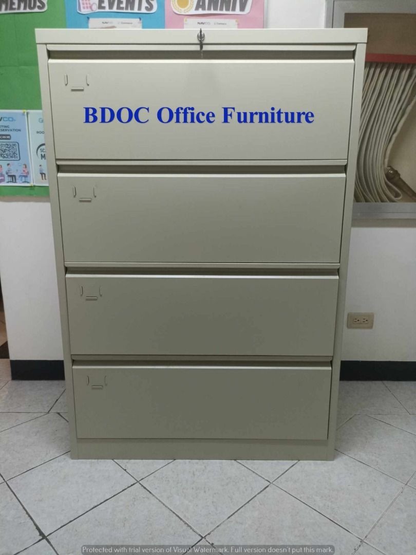 4 layer steel lateral cabinet recess handle / office partition / office ...