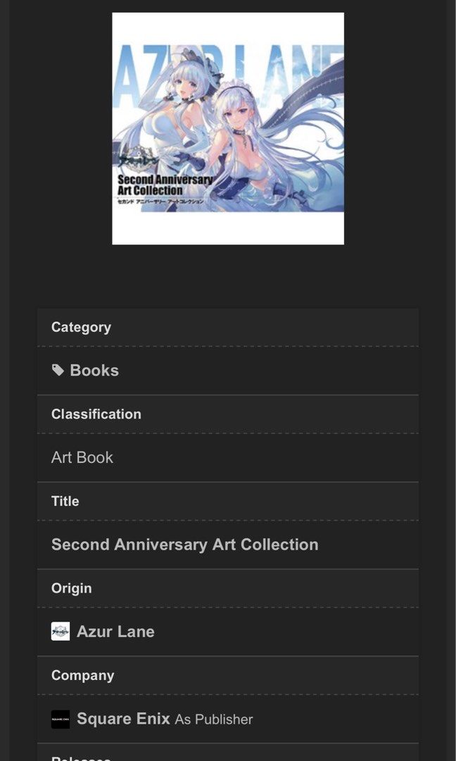 Azur Lane 2nd Anniversary Art Collection Book, Hobbies & Toys ...