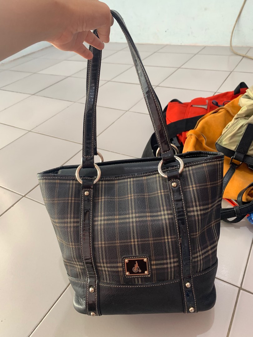 Bean Pole shoulder bag tartan original/tote Bean Pole, Fesyen Wanita ...