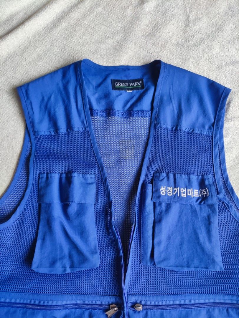 Blue Work Vest, Men's Fashion, Tops & Sets, Vests on Carousell