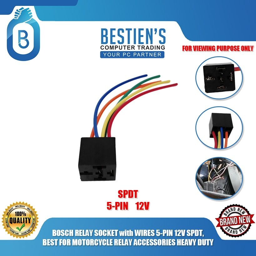 BOSCH RELAY SOCKET with WIRES 5-PIN 12V SPDT, BEST FOR MOTORCYCLE RELAY ...