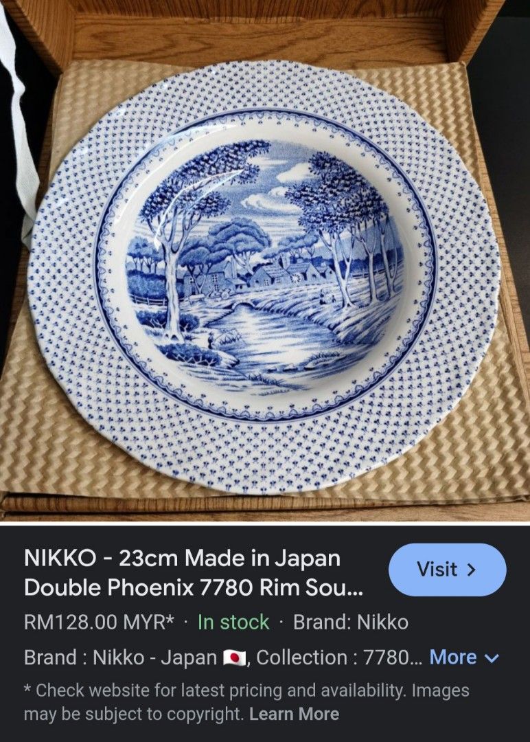 Double Phoenix Nikko Japan deep plate 4, Furniture & Home Living ...