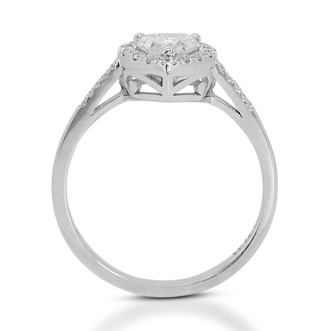 Enchanting 0.85ct Diamonds Halo Ring in 18k White Gold - R-18031, Women ...