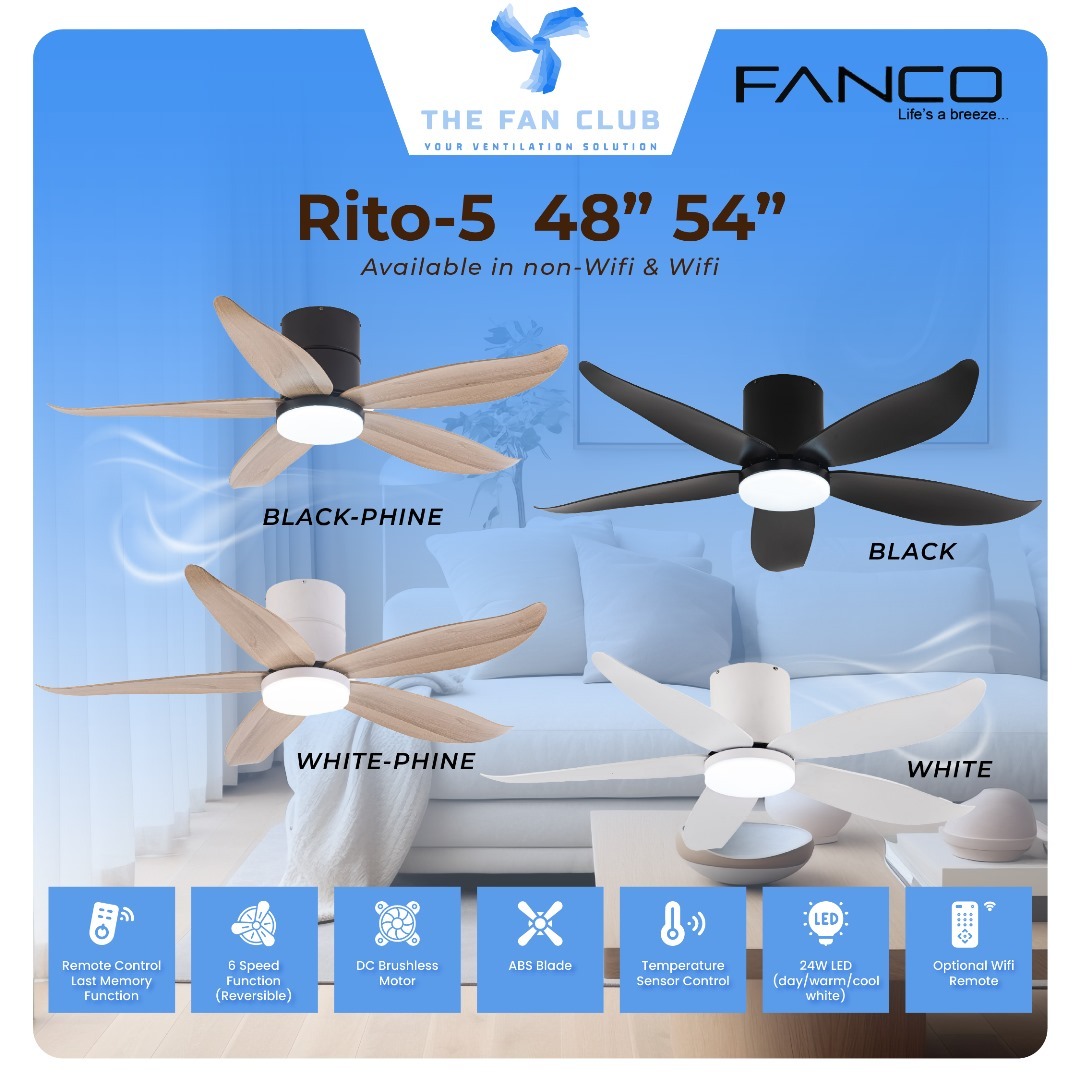 NEA Climate voucher acceptable! Fanco Rito-5 Ceiling fan, Furniture ...