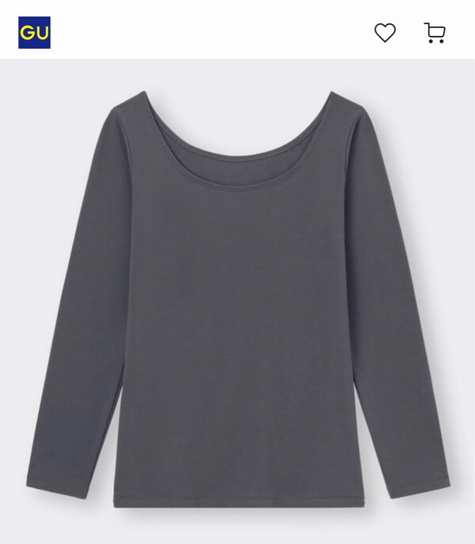 GU by UNIQLO Style Heat Extra Wide Neck, Women's Fashion, Tops ...
