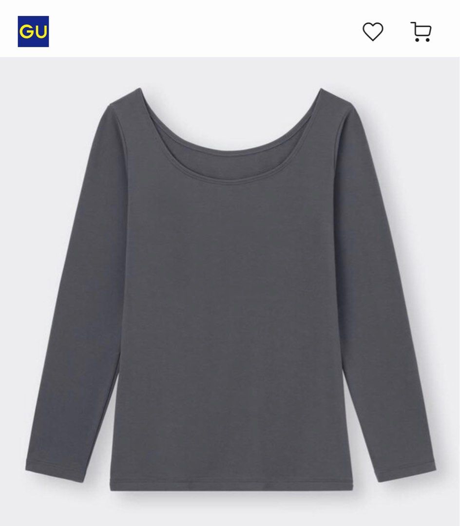 GU by UNIQLO Style Heat Extra Wide Neck, Women's Fashion, Tops ...