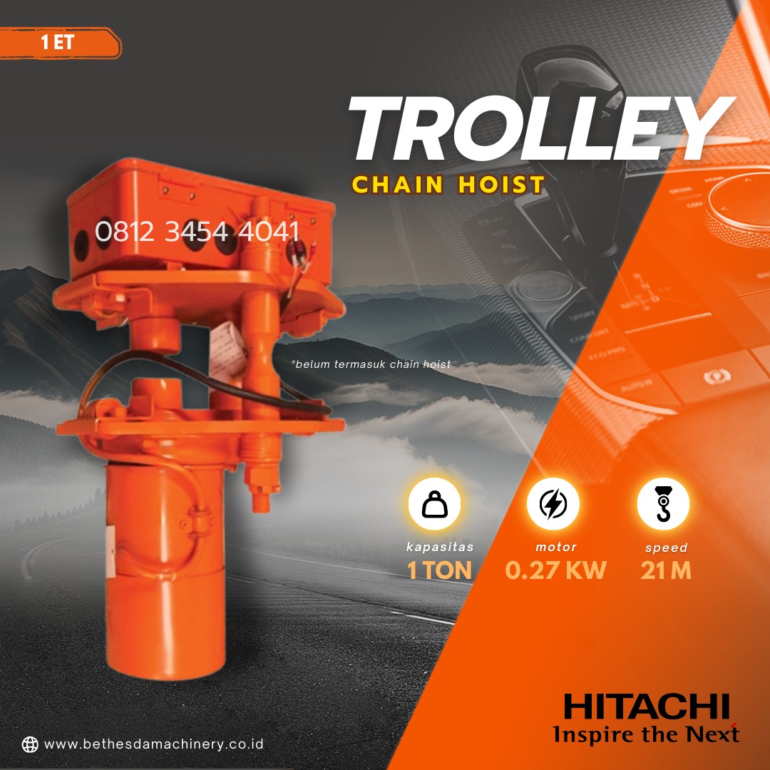 Hitachi Trolley ET Series Chain Hoist 1 ton 21 meter, Motor di Carousell