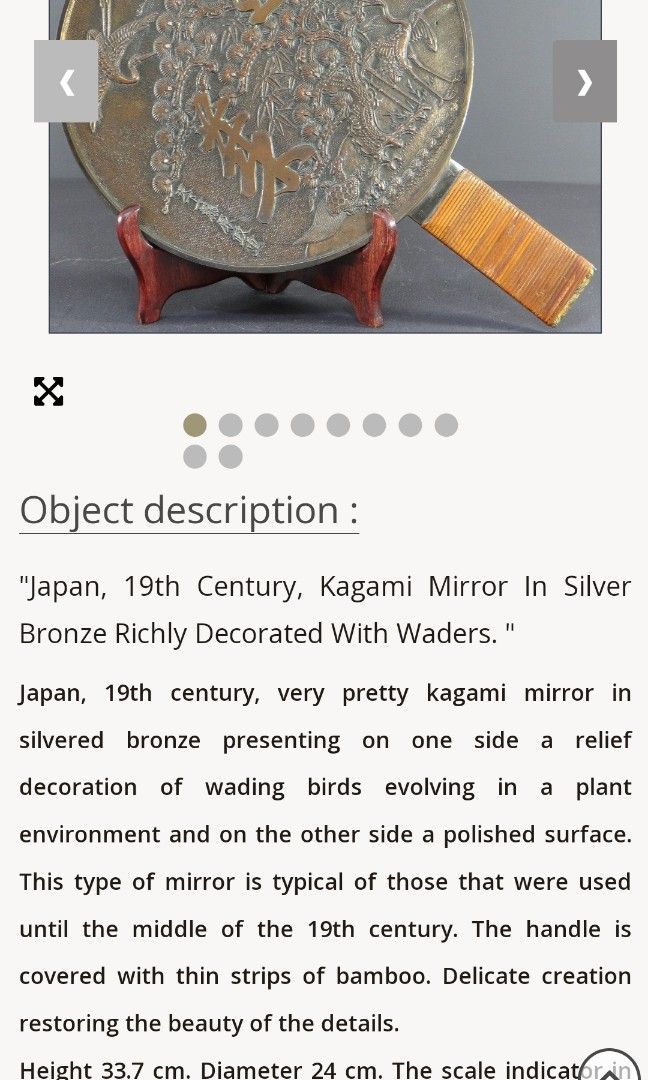 Japan, 19th Century, Kagami Mirror In Silver Bronze Richly Decorated ...