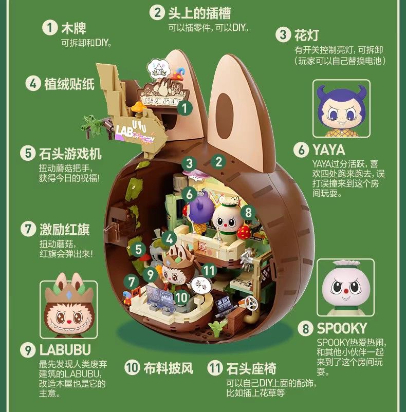 The monsters secret forest base Labubu bricks building block sets ...